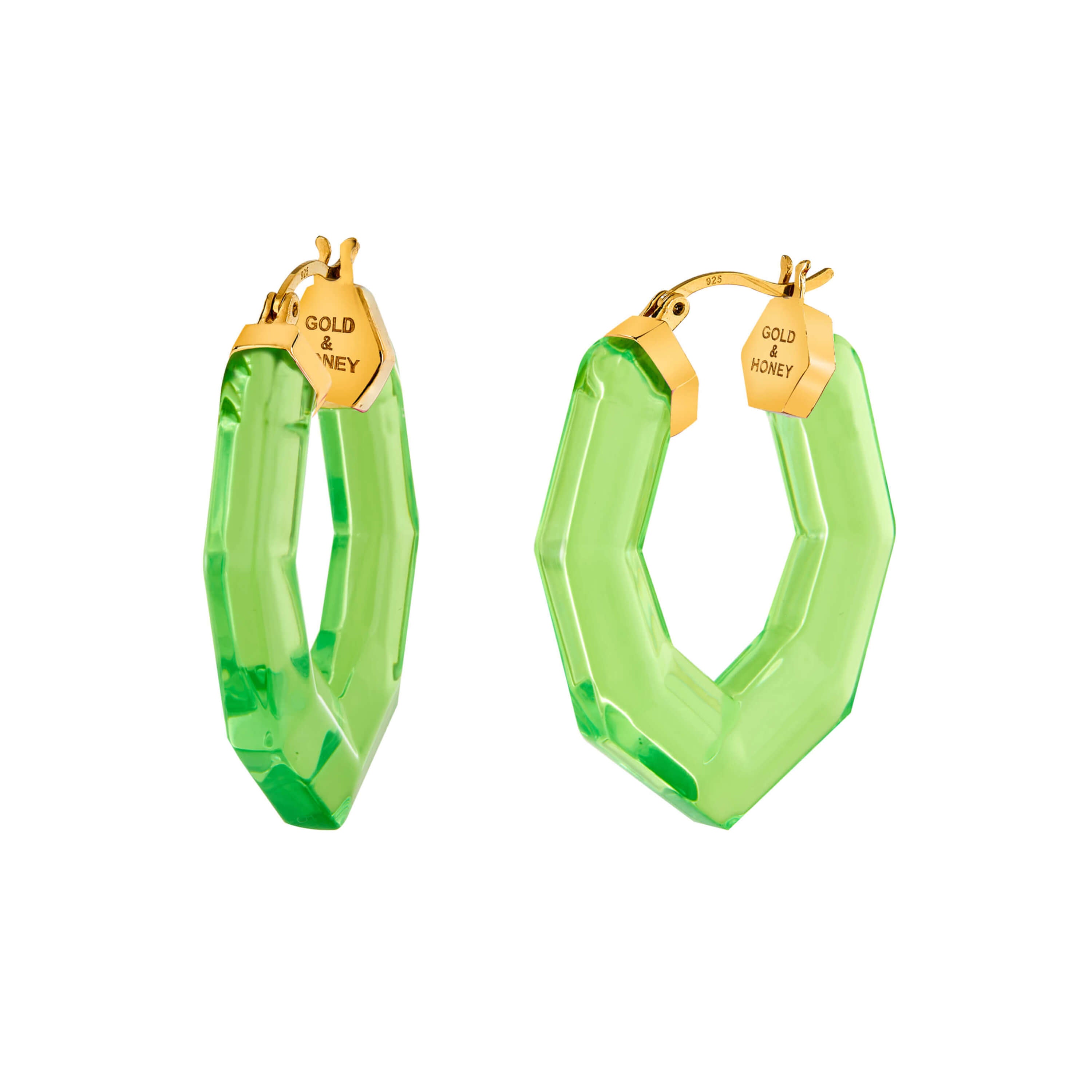 Lucite Earrings - Gold & Honey
