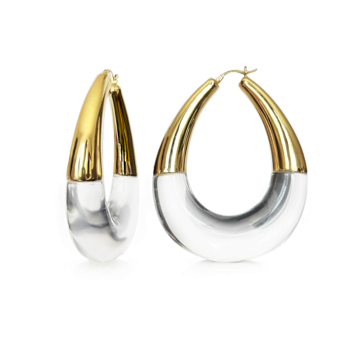 Lucite Earrings - Gold & Honey