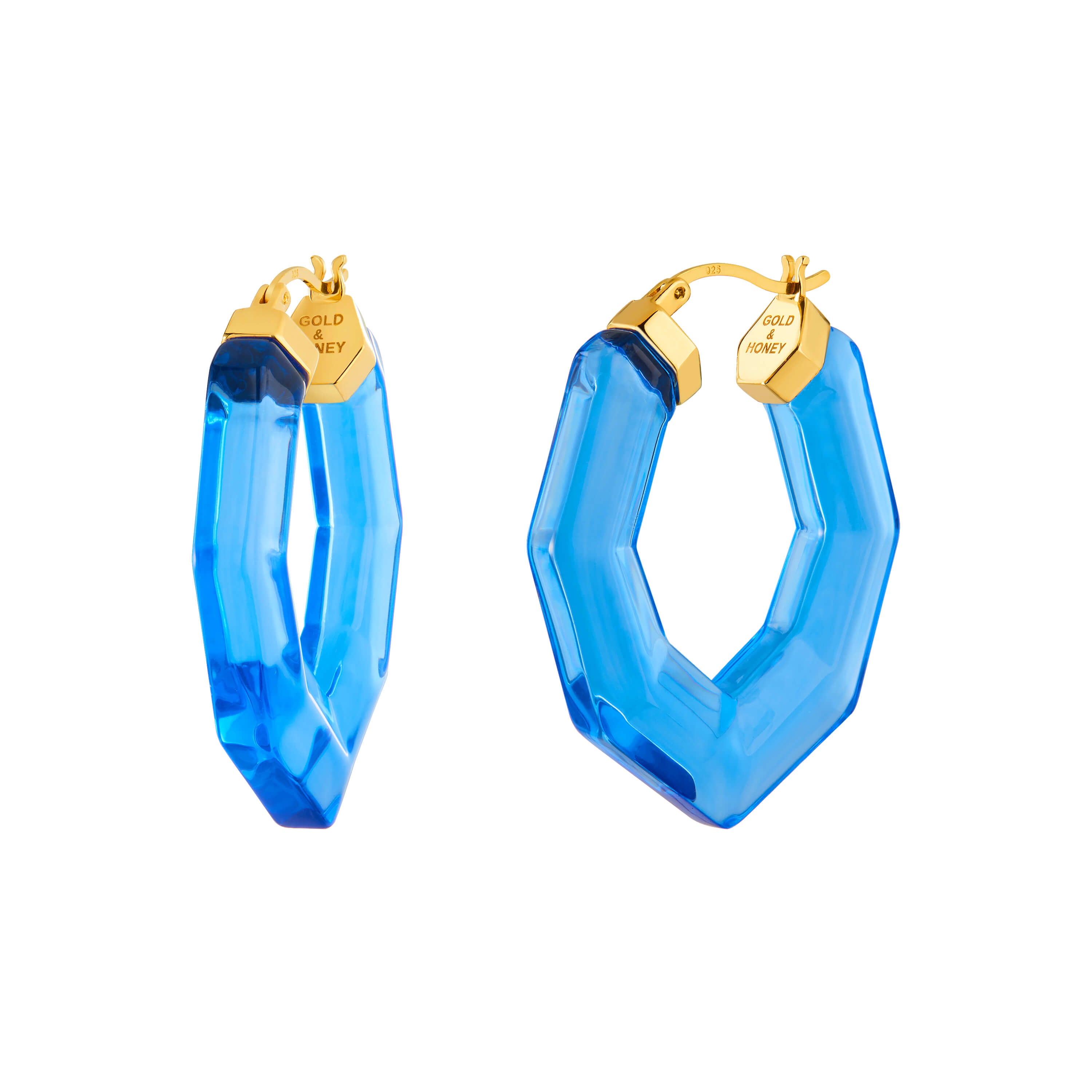 Lucite Earrings - Gold & Honey