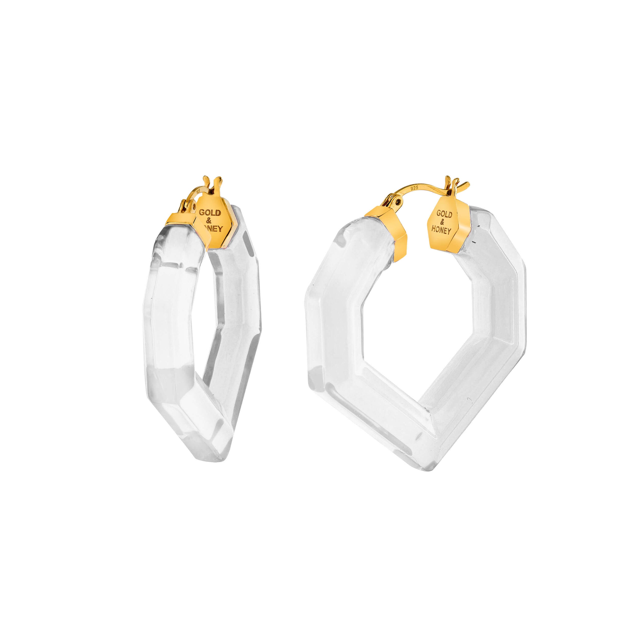 Lucite Earrings - Gold & Honey
